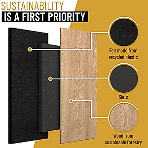 Panelux Wood Wall Panels 23.6 x 23.6 inch - 4-Piece 3D Accent Wall, Panel for Interior Decor - Natural Oak Slat Panels