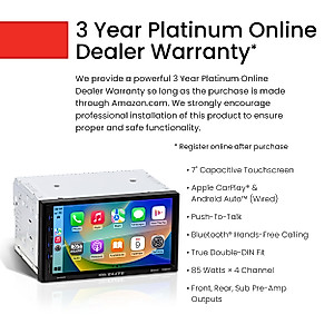 BOSS Audio Systems Elite Series BE7ACP Car Stereo - Apple CarPlay, Android Auto, Double Din, 7 Inch Touchscreen, Bluetooth, No CD DVD Player, AM/FM Radio Receiver, USB, SD