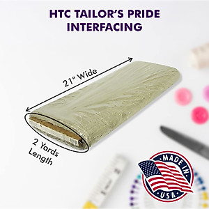 Superpunch Tailor’s Pride Interfacing/Interlining, HTC87009-21’’Wide, Fabric Stabilizer For Sewing, Sew-In Hair Canvas 41% Acrylic, 16% Polyester, 15% Rayon, 9% Cotton, In 2 Yard Package Made In USA