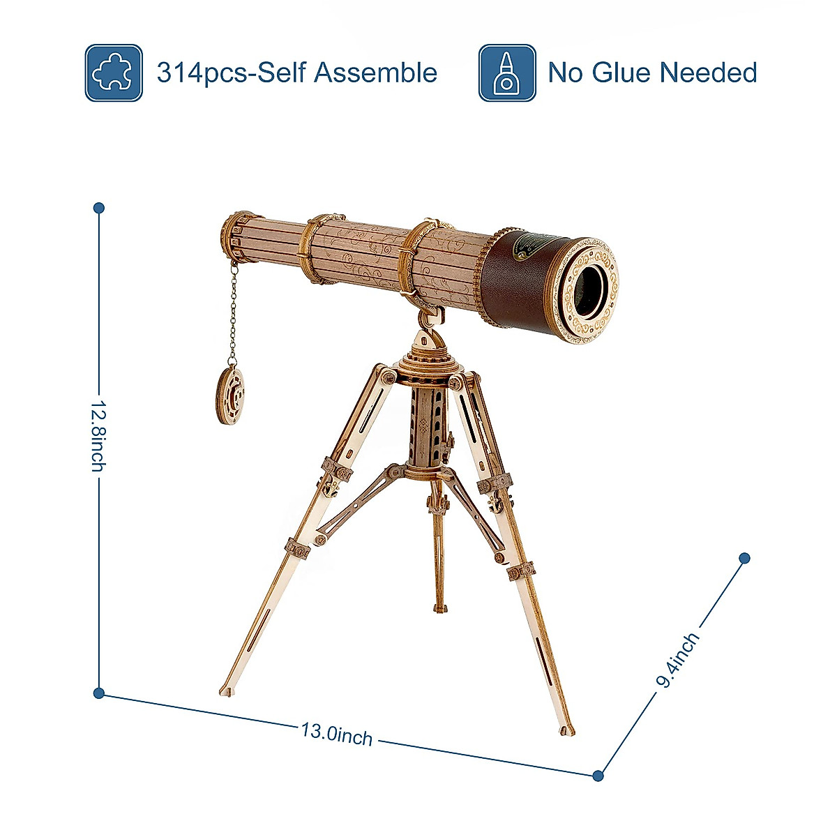 Rowood Telescope 3D Puzzles for Adults, DIY Wooden Model Building Kit, Christmas Birthday Gift for Kids Teens