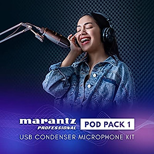 Marantz Pro Complete Podcast Kit - USB Condenser Studio Microphone, Audio Interface, Fully-Adjustable Broadcast Stand and USB Cable - Pod Pack 1