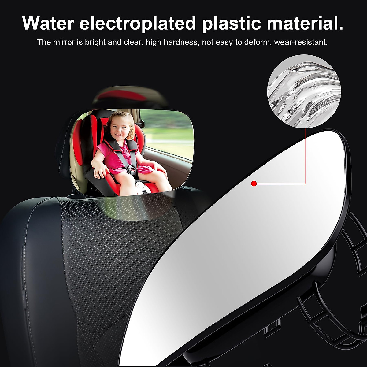 LivTee Baby Car Mirror, Car Seat Mirror for Baby Rear Facing with Adjustable Wide Angle Clear View for Facing Infant, 100% Shatterproof, Crash Tested and Certified - Car Interior Accessories