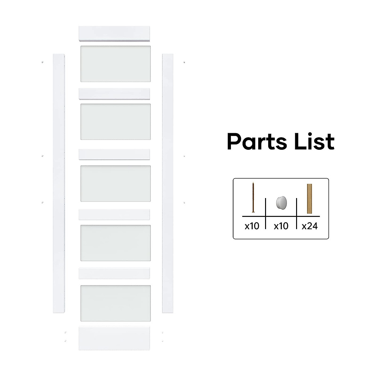 Finosen 30 in x 84 in Sliding Closet Door, 5-Lite Frosted Glass, LVL Wood Panel, PVC Surface, Assembly Needed Interior Doors for Bathroom, Living Room, White