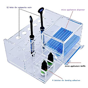 ANNWAH Dental Composite Syringe Organizer, Multi-Function Dental Syringe Holder, Resin Adhesive Applicators Organizer, Acrylic Case for Medical Composite Resin Adhesive Syringes, Resin Placement Rack