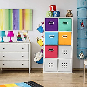 MaidMAX Cloth Storage Bin with Dual Plastic Handles for Home Closet Nursery Drawers Organizers, Foldable, 6 Colors, 10.5×10.5×11 inches, Set of 6