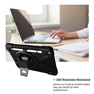 ProCase Rugged Case for iPad 9th/ 8th/ 7th Generation 10.2" (2021/2020/2019), Heavy Duty Shockproof Protective Cover with Strap for iPad 9/8/7 -Black