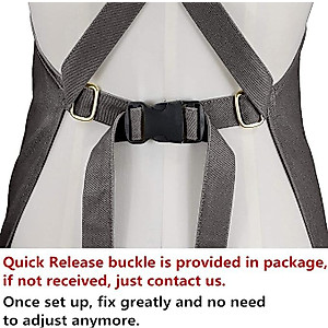 Sturdy Thick Professional Artist Apron, Cross Back + Fasten/Quick Release Buckle + 6 Pockets with 1 Zipper Pocket + 2 Towel Loops For Artist Kitchen, Adjustable M to XXL, 27"X31" - 100% Cotton Canvas