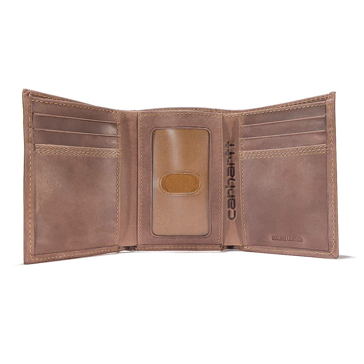 Carhartt Men's Rugged Leather Triple Stitch Wallets, Available in Multiple Styles, Brown (Trifold), One Size