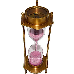Brass Sand Timer Hourglass with Exquisite Marine Compass Accents - A Perfect Decorative Clock for Captivating Spaces