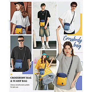 SEAFEW Yellow Crossbody Bag Small Shoulder Bag for Men Travel Wallet Passport Holder with Headphone Position, Mini Satchel for Daily Use