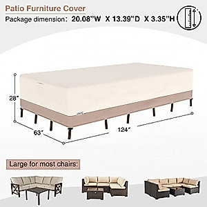 NATURAL EXPRESSIONS Patio Furniture Covers 124" x 63" x 28",Outdoor Furniture Cover Waterproof Windproof Patio Covers for Outdoor Furniture,Outdoor Sectional Set Cover for Sofa,Tables and Chairs