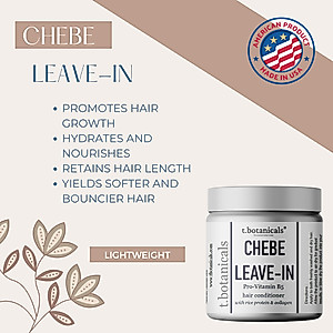 t.botanicals Chebe Leave In Conditioner Hair Growth with Provitamin B5, Thickening Strengthening Chebe Butter, Chebe Powder, Chebe Oil, Silk Amino Acids, Collagen (Unscented, 8 oz)