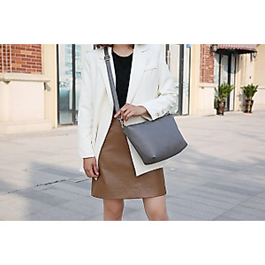 MKF Collection Tote & Pouch Bag for Women-Vegan Leather Designer Handbag -Shoulder Strap Messenger Purse 2Pcs set White Yellow