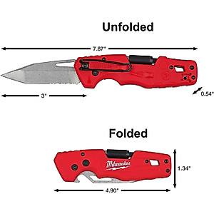 Milwaukee FASTBACK Folding Utility Knife w/Blade Multifunctionality, Red-black