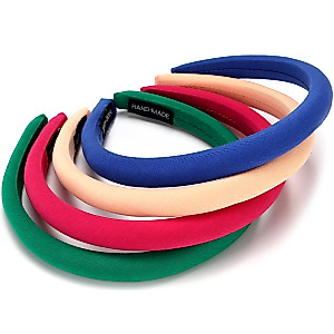 LONEEDY 8 Pack Wide Cotton Hard Hair Bands, Non-slip Padded Headband Hair Accessories for Girls and Women (Mixed color)