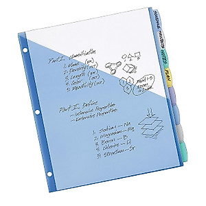 Avery 8-Tab Plastic Binder Dividers with Pockets, Write & Erase Multicolor Big Tabs, 1 Set (16177)