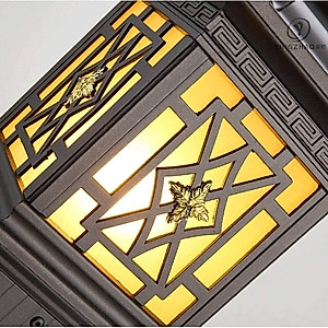 MODEBHD Chinese Retro Garden Column Head Lamp E27 Outdoor IP65 Waterproof Landscape Lighting Column Head Lamps Modern Minimalist Lawn Lamp Fence Lamp Post Lamp High Pole Lamp (Height: 60 Cm)