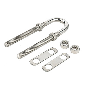 Amarine-made Stainless Steel Marine Boat Stern Bow Eye Tie Down U Bolt (1/2-Inch and 3/8-Inch Optional) (Silver, 3/8" Dia - 2-1/2" Thread Lenght)