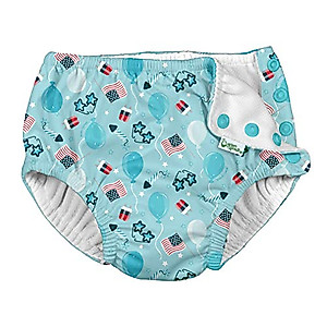 i Play Boys Reusable Absorbent Baby Swim Diapers Light Aqua Celebration 3T