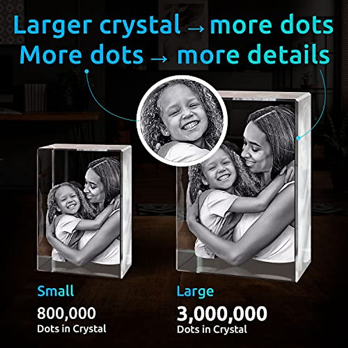 ArtPix 3D PREMIUM Crystal Photo Rectangle, Great Personalized Gifts With Your Own Photo for Dad, Mom, Men, Women, 3D Laser Etched Picture, Engraved Crystal, Customized Anniversary Couples Gifts