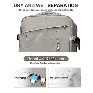 Large Travel Backpack for Women Carry On Airline Flight Approved Expandable Work Personal Item size Backpack Bag with Laptop compartment for College Men Waterproof Hiking Mochila de Viaje GreyBrown