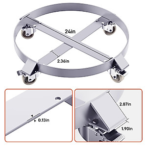 GarveeTech 55 Gallon Drum Dolly,Drum Heavy-Duty Steel Dolly,1000lbs 55 Gallon Barrel Dolly Cart Drum Caddy,with Steel Frame 4 Swivel Casters Wheel, for Warehouse Drum Handling