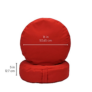 Factory Direct Partners 13925-RD 16" Round Olefin Bean Floor Cushions with Handles; Indoor Outdoor Flexible Seating 5" Height (2-Piece) - Red