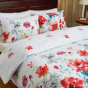 LOKATSE HOME 3 Pcs Printed Duvet Cover Set with 2 Pillowcase Soft and Comfortable - Machine Washable (Queen/Colorful), Colorful-Leaves