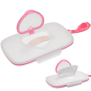 Wipes Dispenser for Travel, Portable Wipe Holder Wipes Container Refillable Diaper Wipe Case for Travel Outdoor Cars Wipes Pouch Reusable Diaper Wipe Holders (Pink)