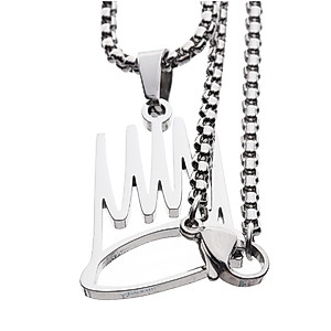 Ridetoxjx Crown Pendant Chain Necklace (Silver)