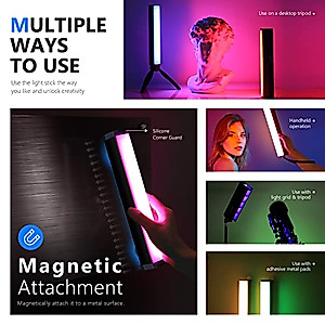 NEEWER RGB LED Video Light Stick, Touch Bar & APP Control, Magnetic Handheld Photography Light, Dimmable 3200K~5600K CRI98+ Full-Color LED Light with 6400mAh Built-in Battery, 17 Light Scenes - RGB1