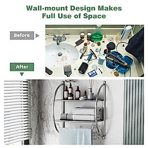 S AFSTAR 4 Pack Bathroom Towel Racks with Shelf, 2-Tier Metal Towel Racks with Leaky Design Shelves & Towel Bars, Wall Mounted Shelf Racks for Living Room Kitchen Bathroom, 18" W X 10" D X 22" H