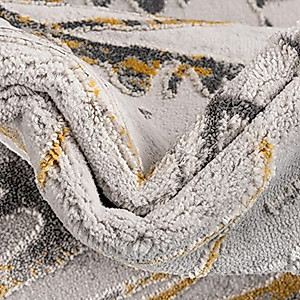 Rugs.com Finsbury Collection Rug – 5' 3 x 8' Yellow and Gray Medium Rug Perfect for Living Rooms, Large Dining Rooms, Open Floorplans