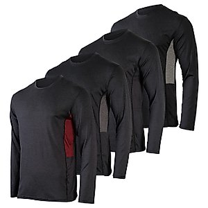 Real Essentials Mens Long Sleeve T-Shirt Fishing Swim Hiking Beach UV UPF SPF Sun Protection Workout Clothes Quick Dry Fit Gym Tee Shirt Athletic Active Running Sport Top Water, Set 6, L, Pack of 4
