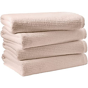 Amazon Aware 100% Organic Cotton Ribbed Bath Towels - Bath Towels, 4-Pack, Blush