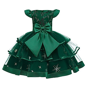 Toddler Kid Baby Girl Vintage Lace Flower Ruffle Tutu Bow DressFirst Communion Christening Baptism Wedding Birthday Party Princess Pageant Wedding Bridesmaid Formal Prom Short Gown Green 5-6 Years