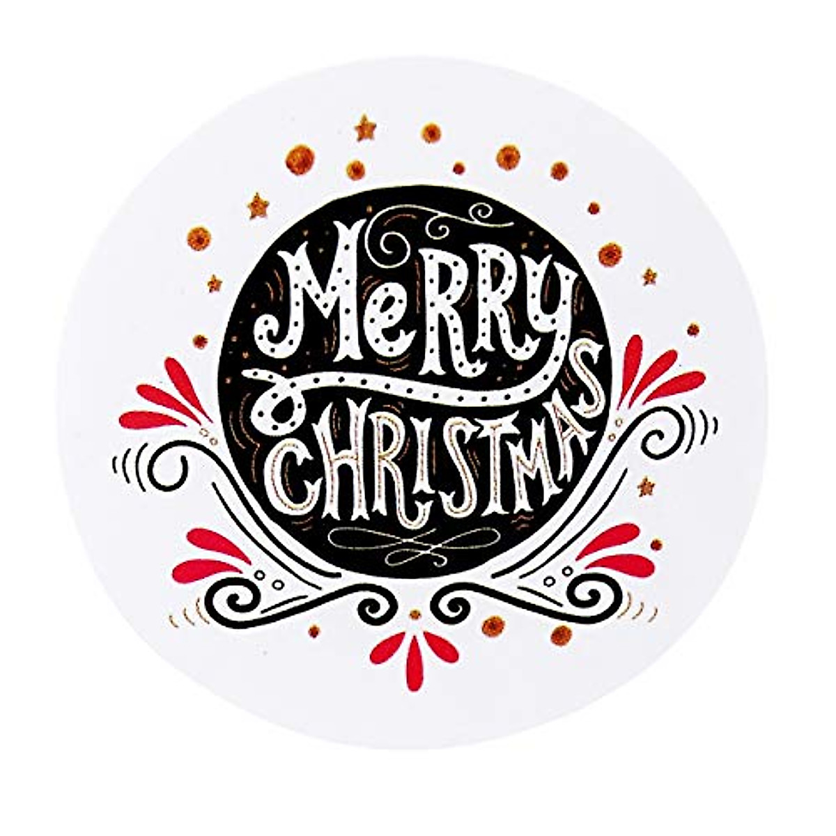 Yoption Merry Christmas Stickers Roll 1.5 Inch, 500 Round Christmas Tags, Multiple Designs （5 Patterns）