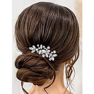 Catery Crystal Wedding Hair Comb Rhinestone Bridal Hairpieces Bridesmaid Clips Accessories for Brides and Women (A Silver)