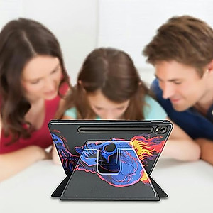 BFSEROBJ for Samsung Galaxy Tab S9 Case 360 Rotating Degree Stand Lightweight Protective Smart Cover with Auto Wake/Sleep Tablet Case for Samsung Galaxy Tab S9 5G 11 inch 2023 - Fire Skull