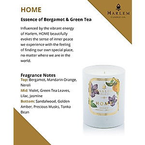 Harlem Candle Company Home Luxury Candle, 11 oz White Glass Jar, Double Wick, Soy Wax, Gift Box, Bergamot, Jasmine, Sandalwood, Mandarin Orange and Green Tea Leaves,80 Hour Burn
