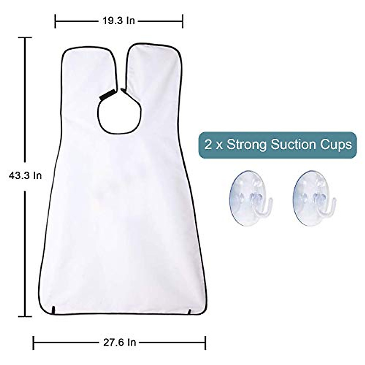Dalabeng Beard Bib Beard Apron, Beard Hair Catcher for Men Shaving & Trimming, Non-Stick Beard Cape Grooming Cloth, Waterproof, with 2 Suction Cups, Best Gifts for Men (White)