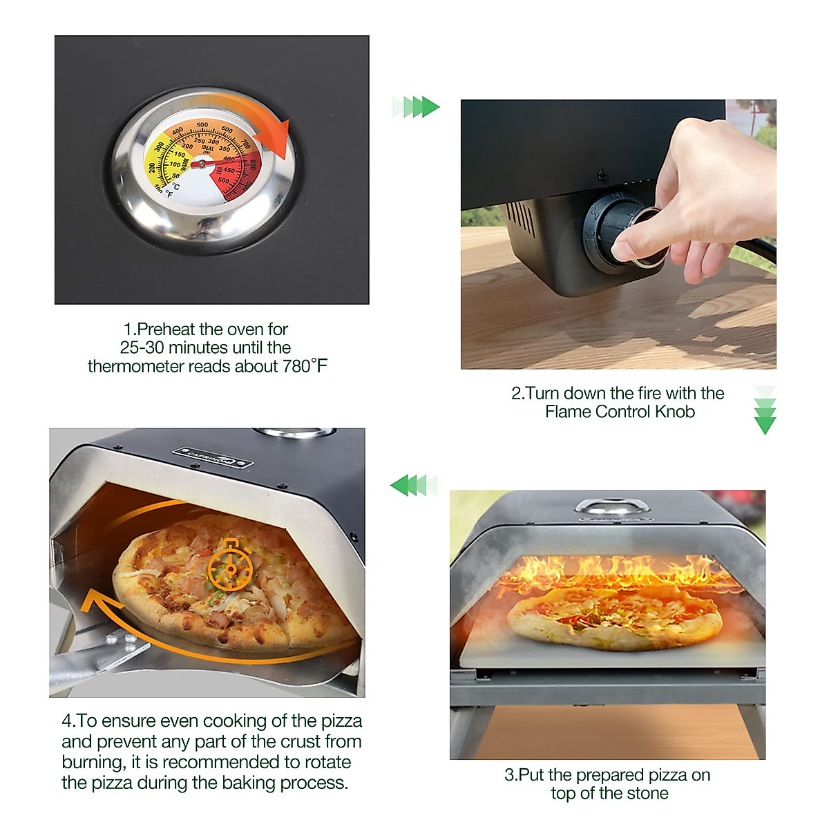 Gas Pizza Oven with 16" Pizza Stone - Caprihom Outdoor Portable Pizza Ovens for Outside Kitchen Pizza Maker Oven Stainless Steel Pizza Oven Countertop