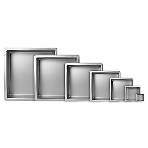PME Professional Aluminum Square Cake Pan (9 x 9 x 4), Standard, Silver (SQR094)