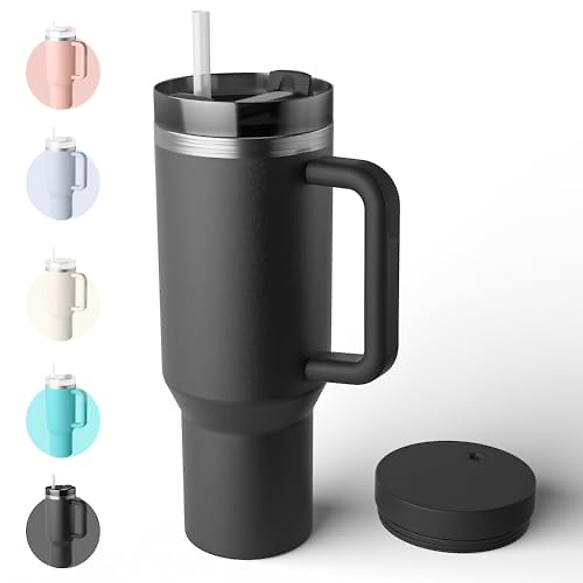 Bailkind 40oz 1180ml Tumbler With Straw and Lid X2, Spill-Proof Double Wall Stainless Steel Vacuum Insulated Cup Travel Flask Mug With Handle for Water, Iced/Hot Tea or Coffee