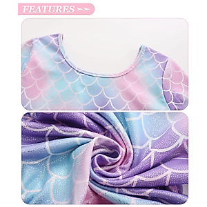 SEAUR Gymnastics Outfits for Girls with Skirt Girls Gymnastics Skirted Leotards Ballet Dance Dress Long Sleeve Tutu Leotard Mermaid Dance Wear 7-8T