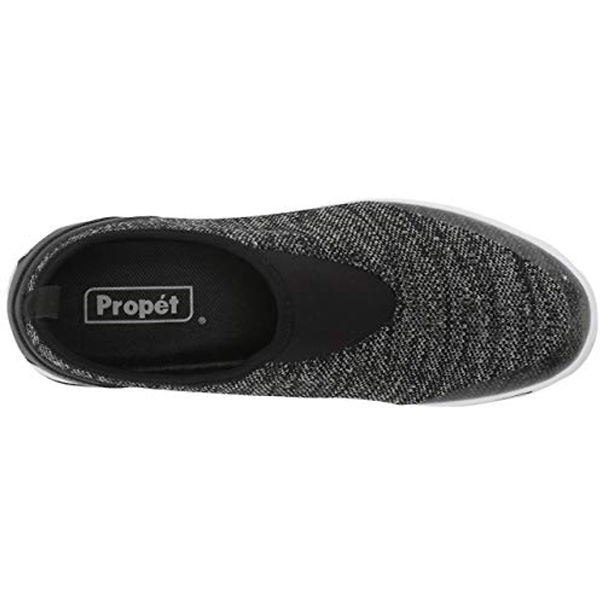 Propet Women's TravelActiv Slip-On Sneaker, Black Heather, 8.5 X-Wide US