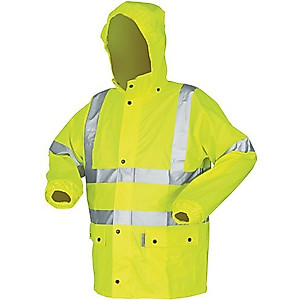 MCR Safety 5182M Luminator Class 3 Stretch Polyurethane/Cotton-Polyester Blend 2-Piece Suit with Roll-Up Hood and 3M Reflective Material, Fluorescent Yellow, Medium