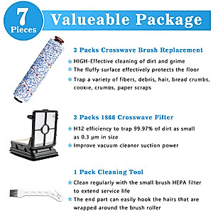 Replacement Brush Roller and Filters for Bissell CrossWave Vacuum, CrossWave Pet Pro Brush Roll Parts Fit 1785,1785A 17852, 17858, 17859, 1785P, 1785R, 1785T, 1785V, 1785W, 2210V, 2211W, 1785N, 2306