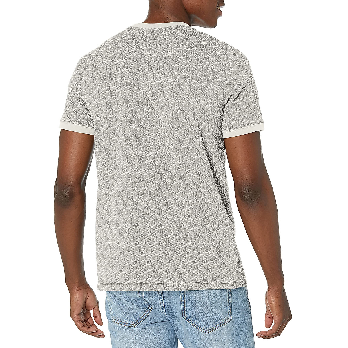 GUESS Men's Colin T-Shirt, Macro G Cube White Combo