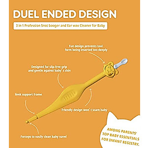 Two Pack 3 in 1 Baby Nose and Ear Gadget, Safe Baby Booger Remover, Nose Cleaning Tweezers, Nose Cleaner for Baby Infants and Toddlers, Dual Earwax and Snot Removal Baby Must Have Items